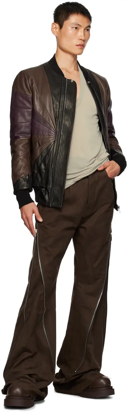 Rick Owens Brown Classic Flight Leather Jacket In 090433 Black
